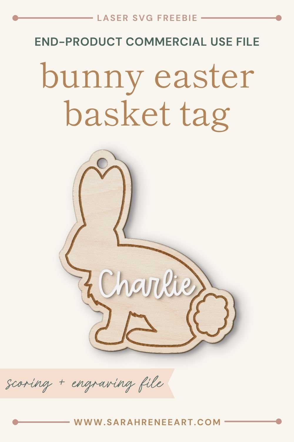 Laser SVG Freebie Bunny Easter Basket Tag - sarahreneeart.com
